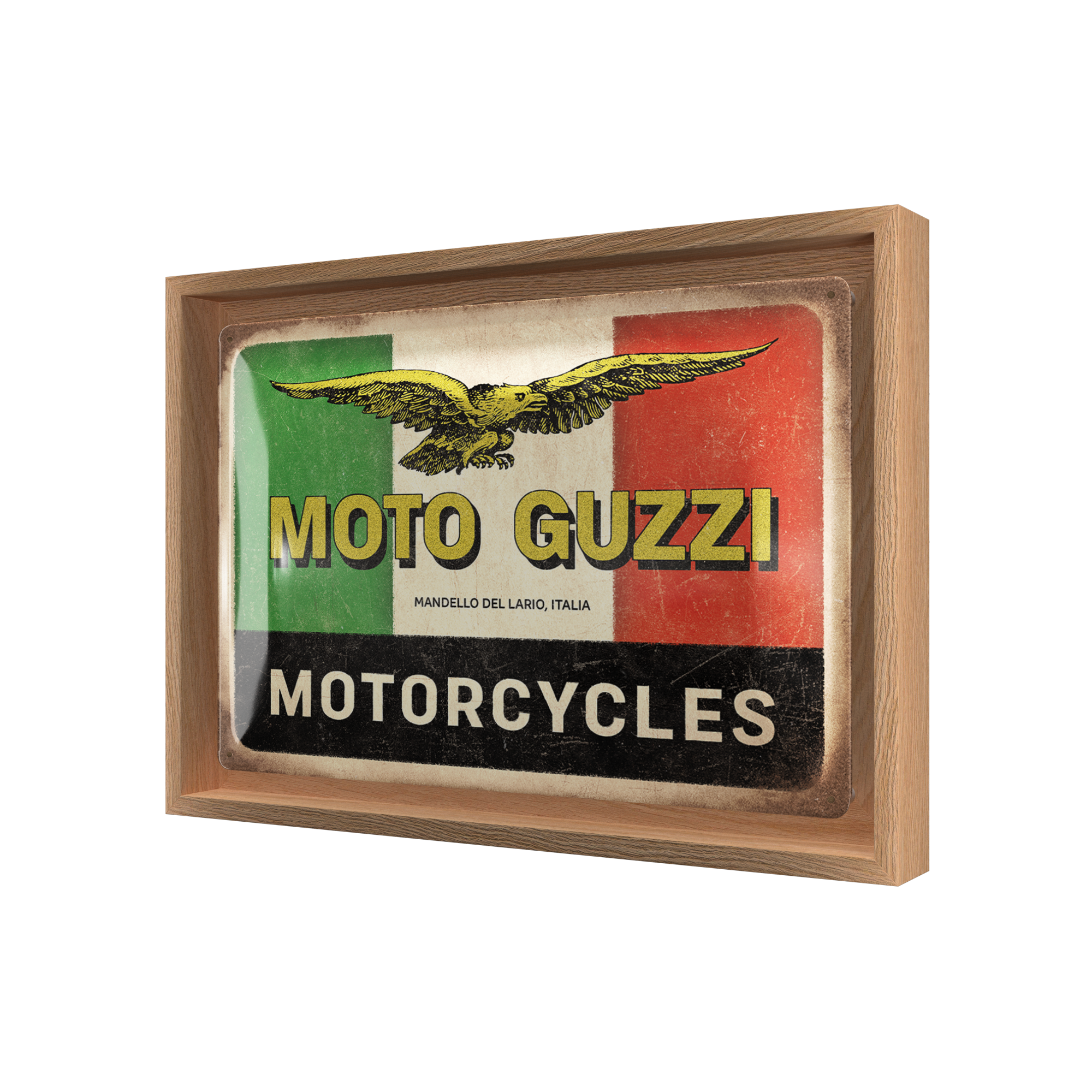 N-Frame Oak Wood with Moto Guzzi Metal Sign (20 x 30 cm) "Motorcycles ...