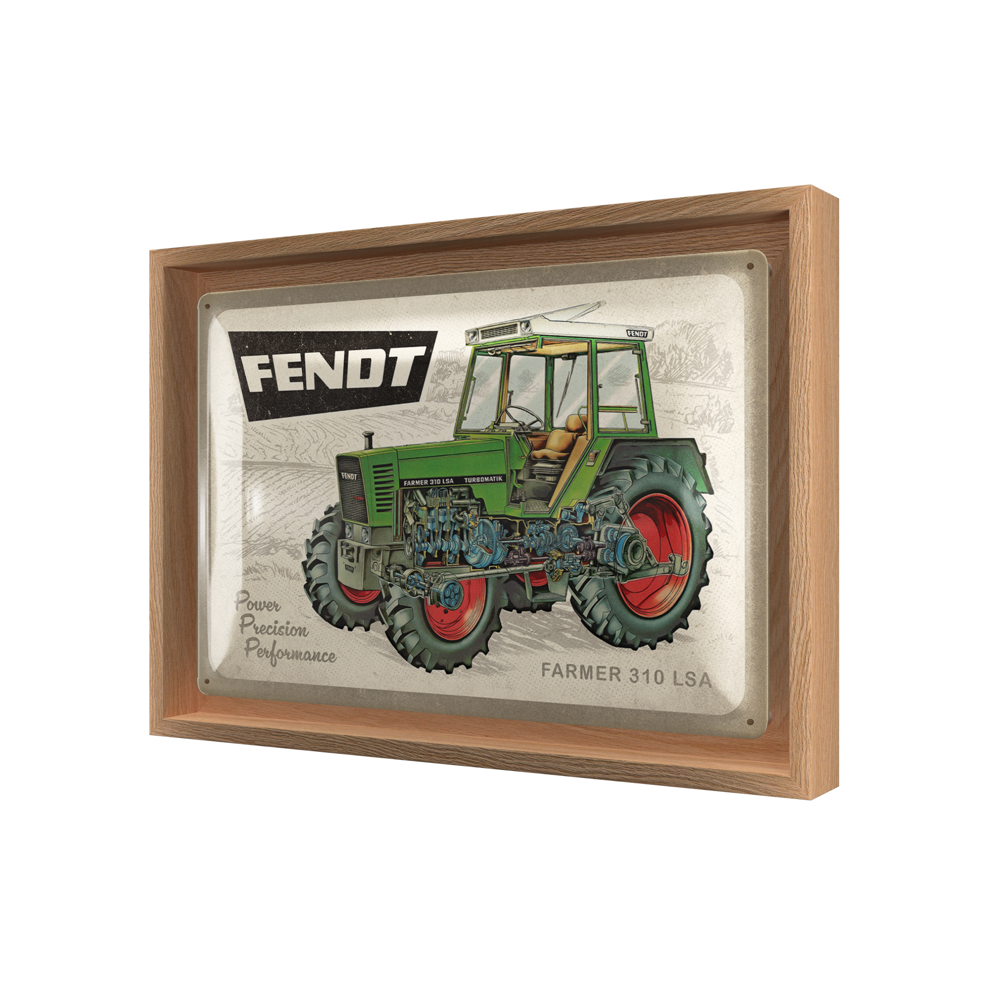 N-Frame Oak Wood with Fendt Metal Sign (20 x 30 cm) "Farmer 310 LSA ...